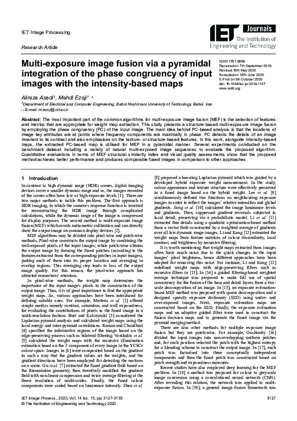 (PDF) Multi-exposure Image Fusion via a Pyramidal Integration of the ...