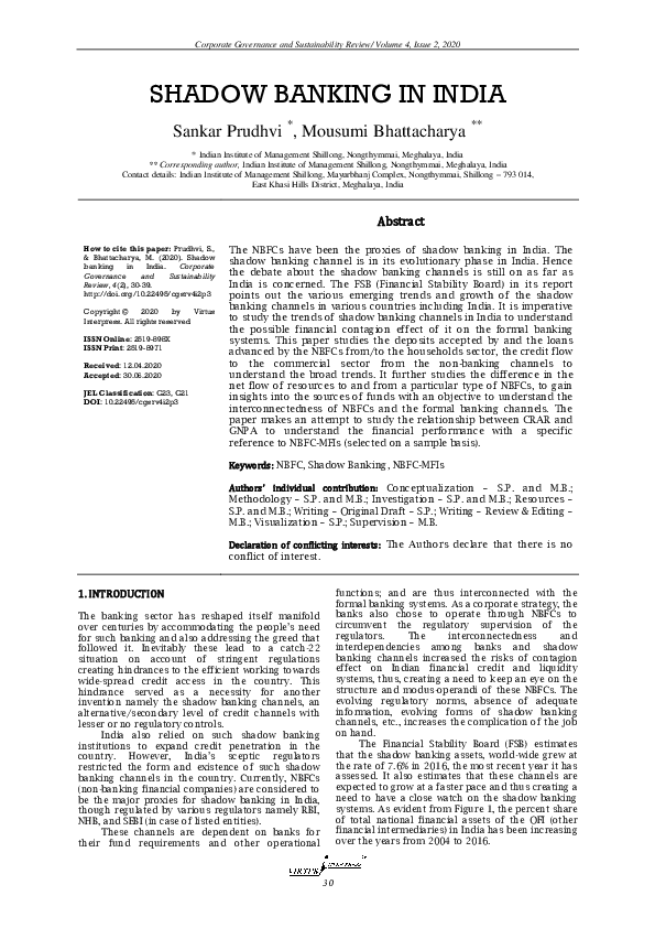 (PDF) Shadow banking in India