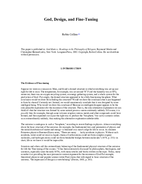 (PDF) God, Design, and Fine-Tuning