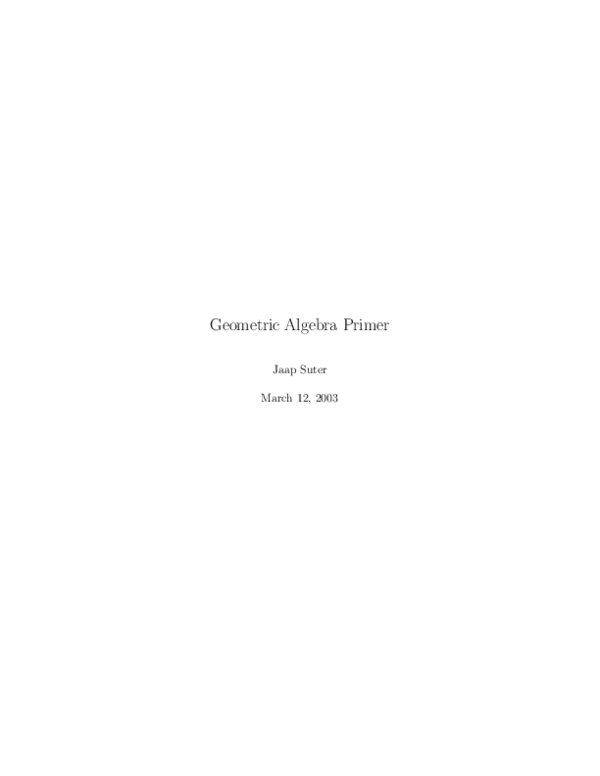 (PDF) Geometric Algebra Primer
