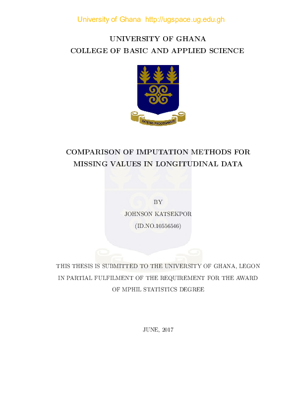 Pdf Comparison Of Imputation Methods For Missing Values In