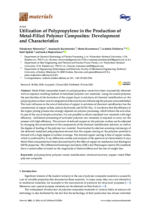 (PDF) Utilization of Polypropylene in the Production of Metal-Filled ...