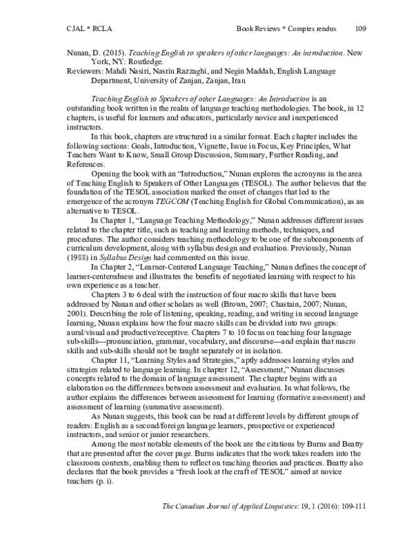 (PDF) Nunan, D. (2015). Teaching English to speakers of other languages ...