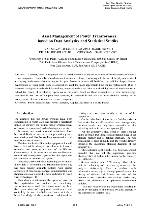 (PDF) Asset Management of Power Transformers based on Data Analytics and Statistical Studies