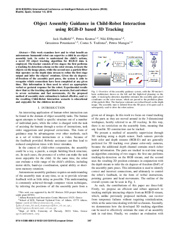 (PDF) Object Assembly Guidance in Child-Robot Interaction using RGB-D ...