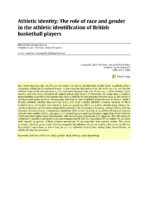 (PDF) Athletic identity: The role of race and gender in the athletic ...