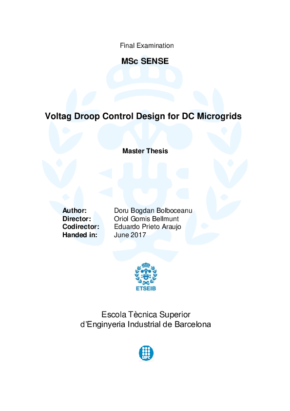 (PDF) Voltag Droop Control Design for DC Microgrids