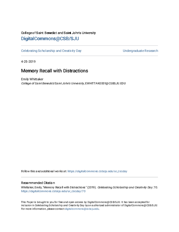 (PDF) Memory Recall with Distractions