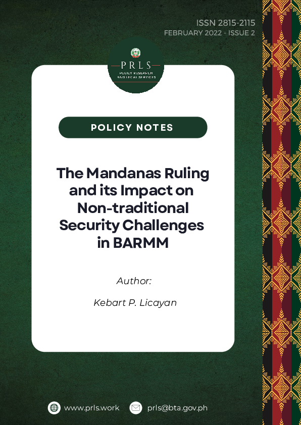 (PDF) The Mandanas Ruling and its Impact on Non-traditional Security Challenges in BARMM