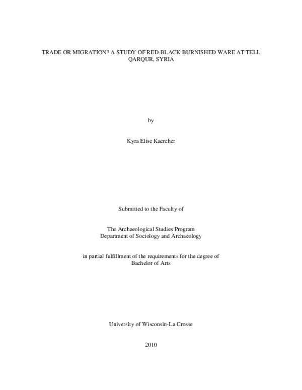 (PDF) Trade or migration? A Study of red-black burnished ware at Tell ...