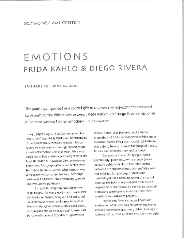 (PDF) Emotions: Frida Kahlo & Diego Rivera, 2005.