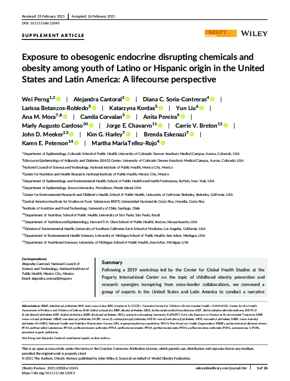 (PDF) Exposure to obesogenic endocrine disrupting chemicals and obesity ...