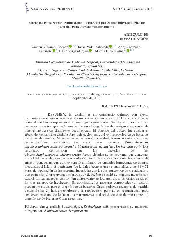 (PDF) Efecto del conservante azidiol sobre la detección por cultivo microbiológico de bacterias ...