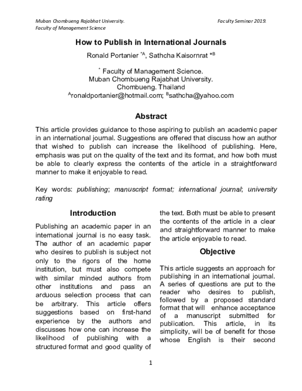 (PDF) How to Publish in International Journals