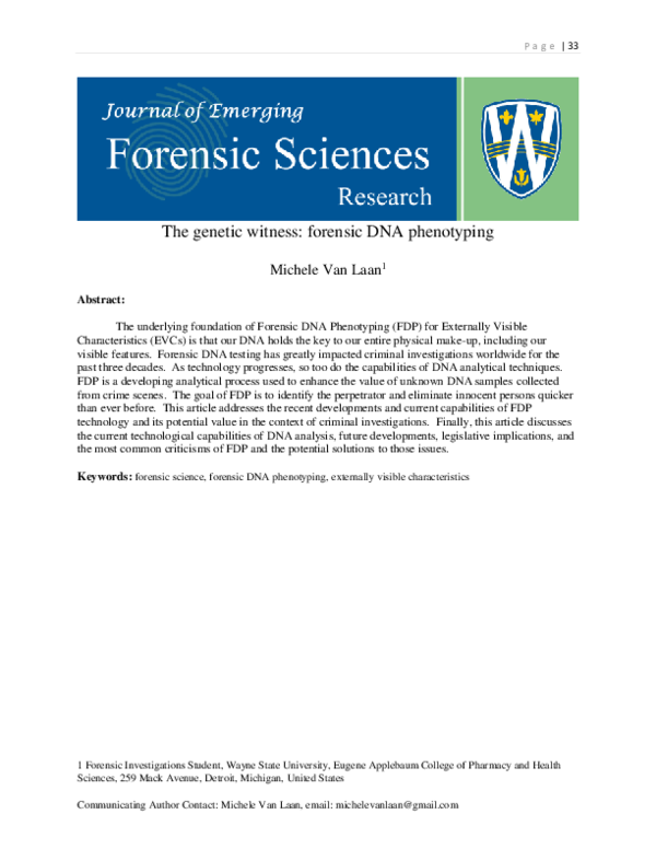 (PDF) The genetic witness: forensic DNA phenotyping