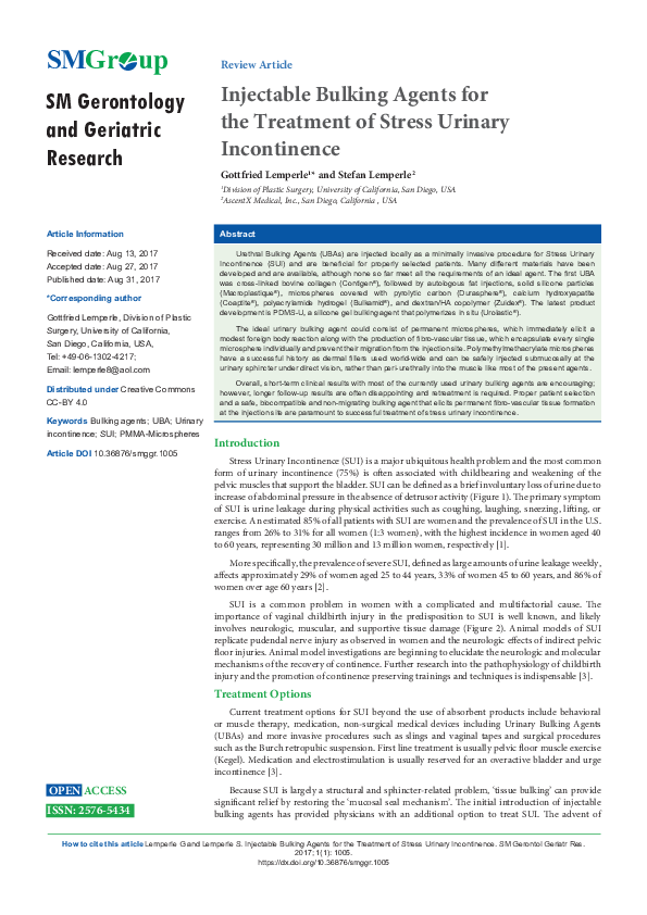 (PDF) Injectable Bulking Agents for the Treatment of Stress Urinary ...