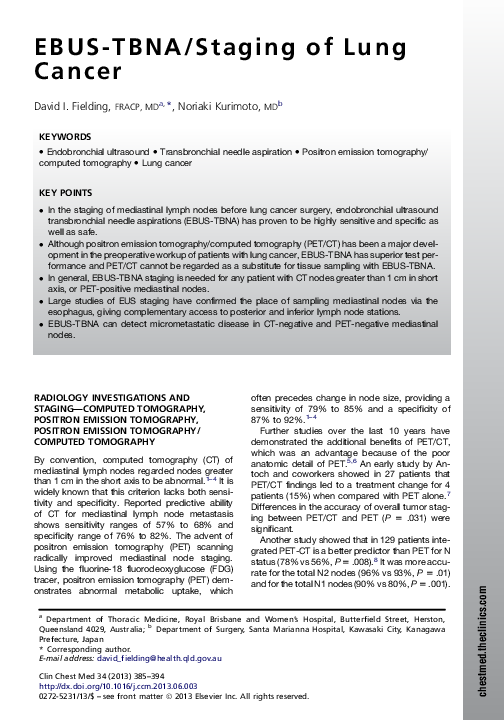 (PDF) EBUS-TBNA/Staging of Lung Cancer
