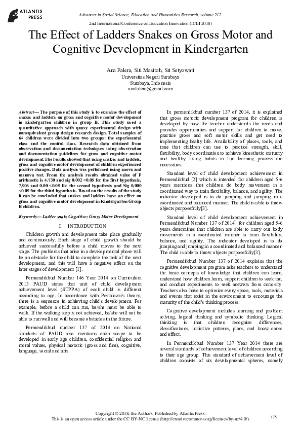 (PDF) The Effect of Ladders Snakes on Gross Motor and Cognitive ...