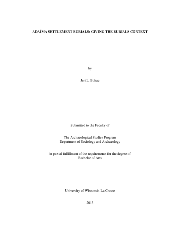 (PDF) Adaima settlement burials : giving the burials context