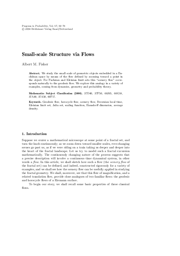 (PDF) Small-scale Structure via Flows