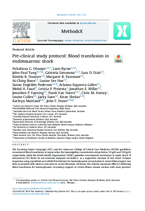(PDF) Pre-clinical study protocol: Blood transfusion in endotoxaemic shock