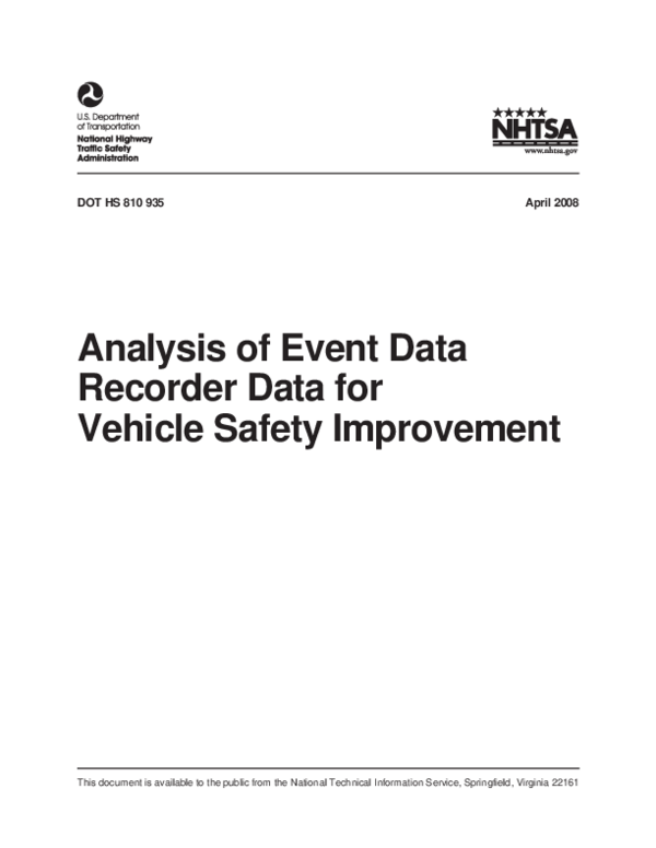(PDF) 4. TITLE AND SUBTITLE Analysis of Event Data Recorder Data for ...