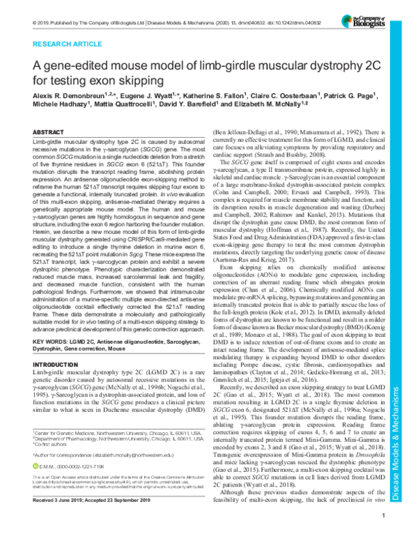 (PDF) A gene-edited mouse model of Limb-Girdle muscular dystrophy 2C ...