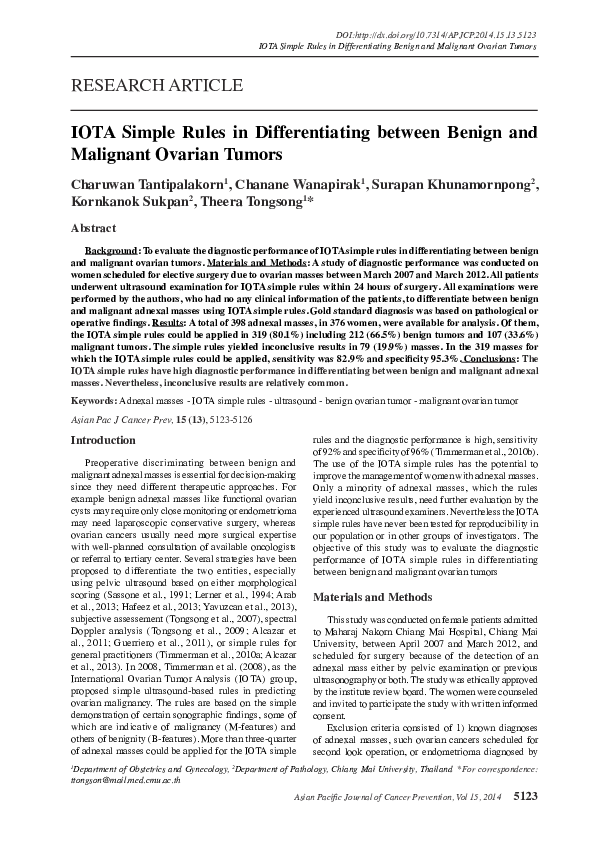 (PDF) IOTA Simple Rules in Differentiating between Benign and Malignant ...