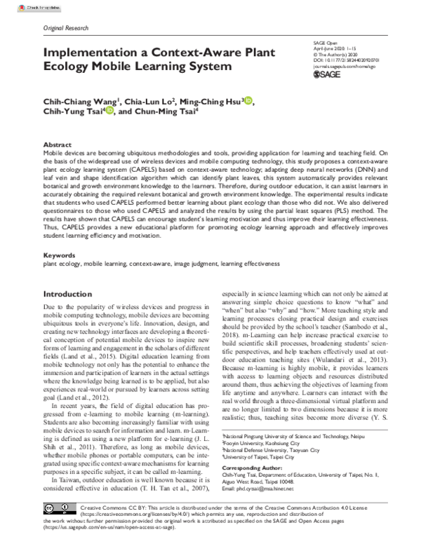 (PDF) Implementation a Context-Aware Plant Ecology Mobile Learning System