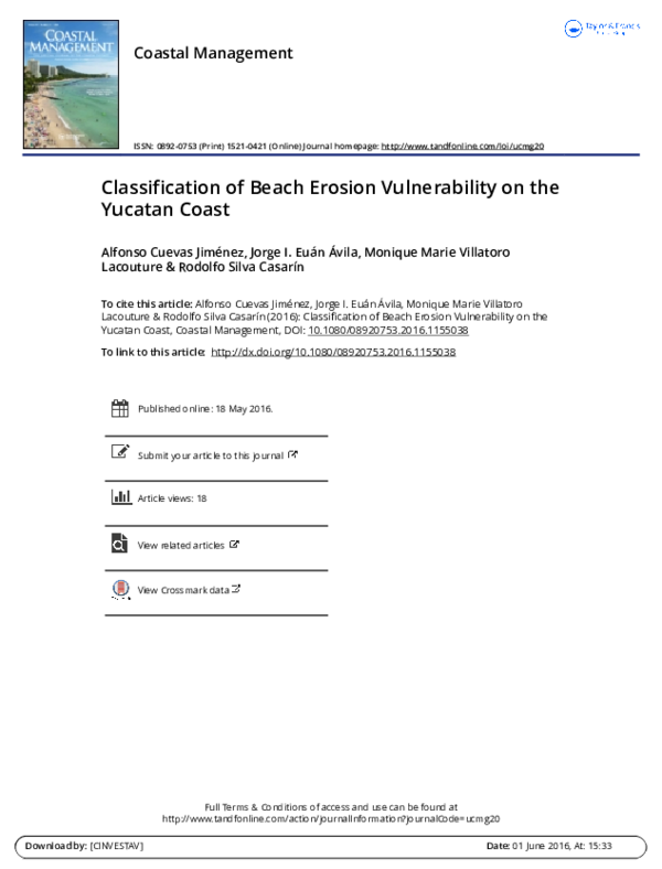 (PDF) Classification of Beach Erosion Vulnerability on the Yucatan Coast
