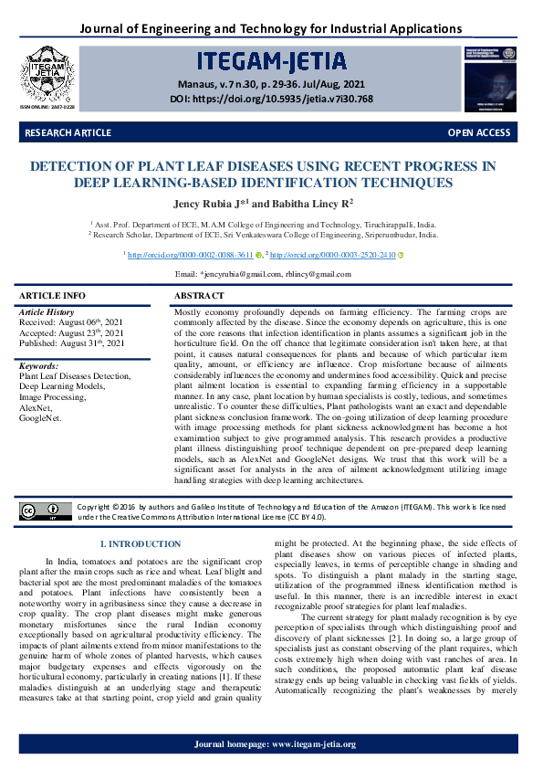 (PDF) Detection of plant leaf diseases using recent progress in Deep ...