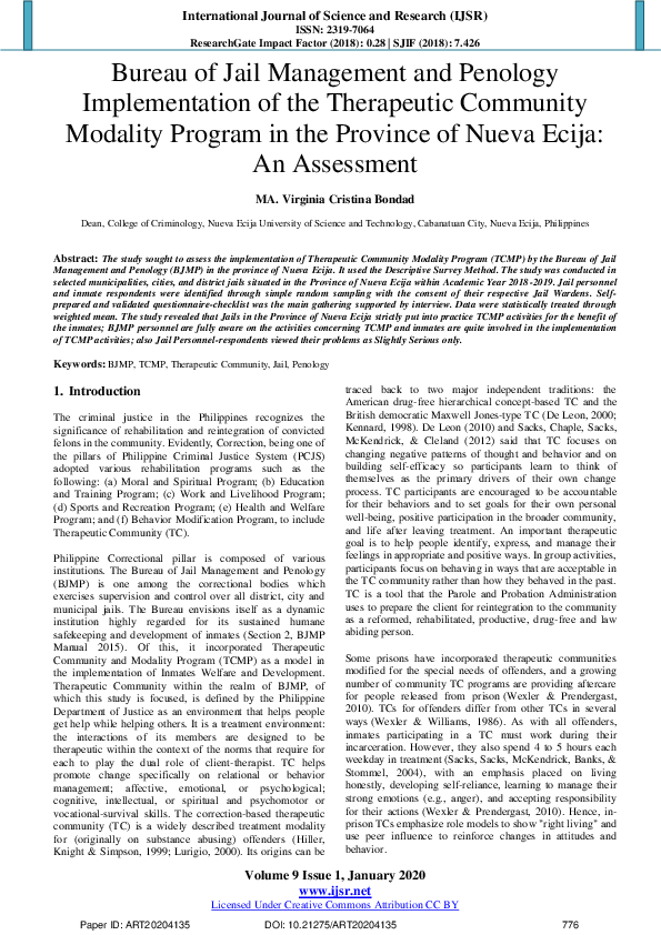 (PDF) Bureau of Jail Management and Penology Implementation of the ...