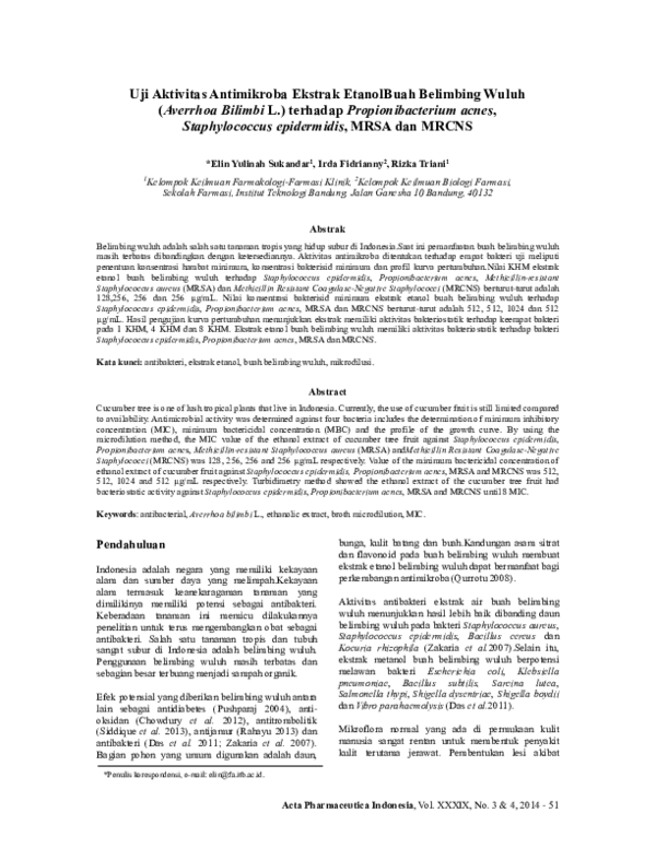 (PDF) Uji Aktivitas Antimikroba Ekstrak Etanol Buah Belimbing Wuluh (Averrhoa Bilimbi L ...