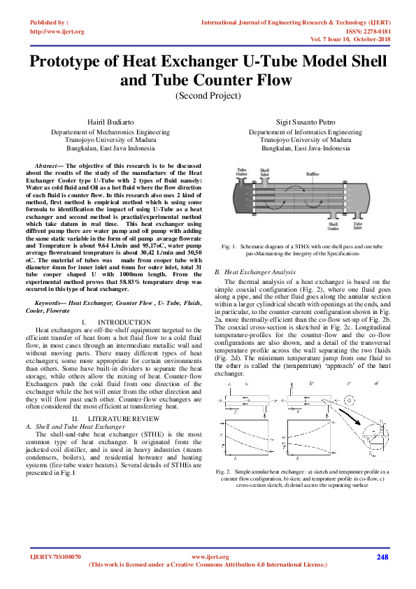 (PDF) Prototype of Heat Exchanger U-Tube Model Shell and Tube Counter Flow