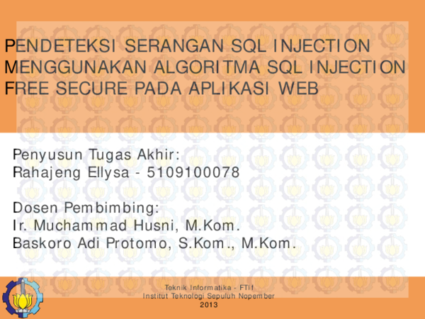 (PDF) Pendeteksi Serangan SQL Injection Menggunakan Algoritma SQL ...