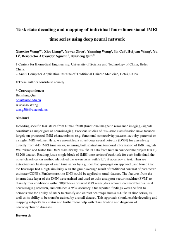 Pdf Task State Decoding And Mapping Of Individual Four Dimensional