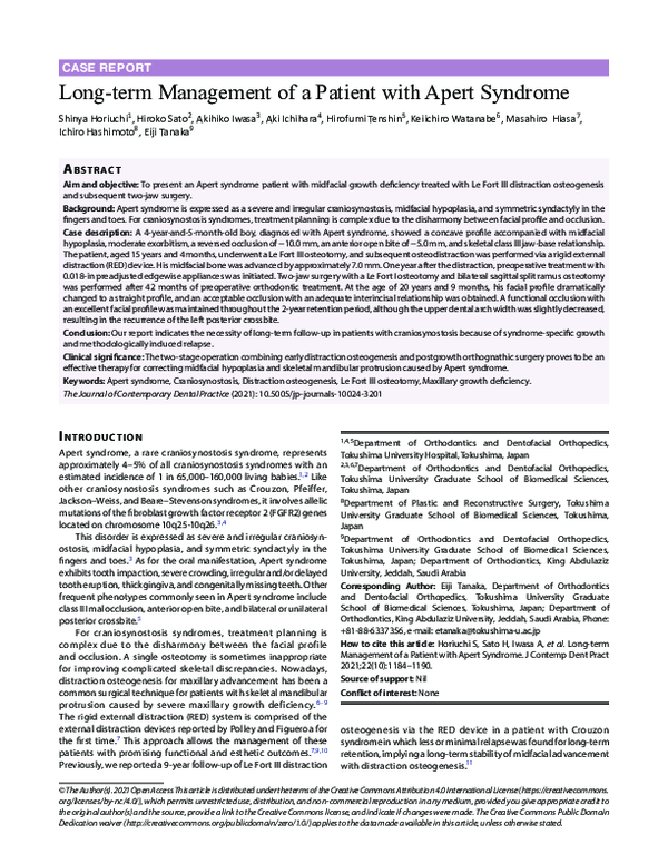 (PDF) Long-term Management of a Patient with Apert Syndrome