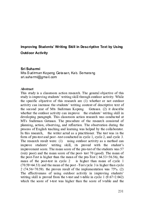 (PDF) Improving Students’Writing Skill in Descriptive Text Through Animation Pictures at Grade ...