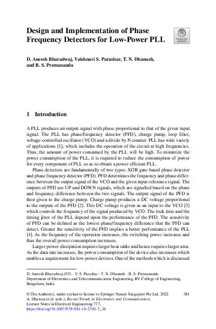 (PDF) Design and Implementation of Phase Frequency Detectors for Low-Power PLL