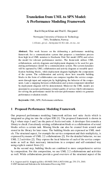 Pdf Translation From Uml To Markov Model A Performance Modeling