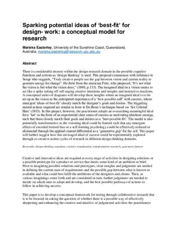(PDF) Sparking potential ideas of 'best-fit' for design- work: a ...