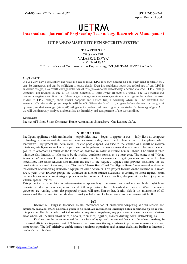 (PDF) IOT BASED SMART KITCHEN SECURITY SYSTEM
