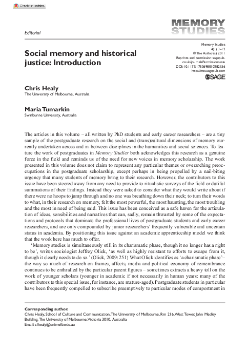 (PDF) Social memory and historical justice: Introduction