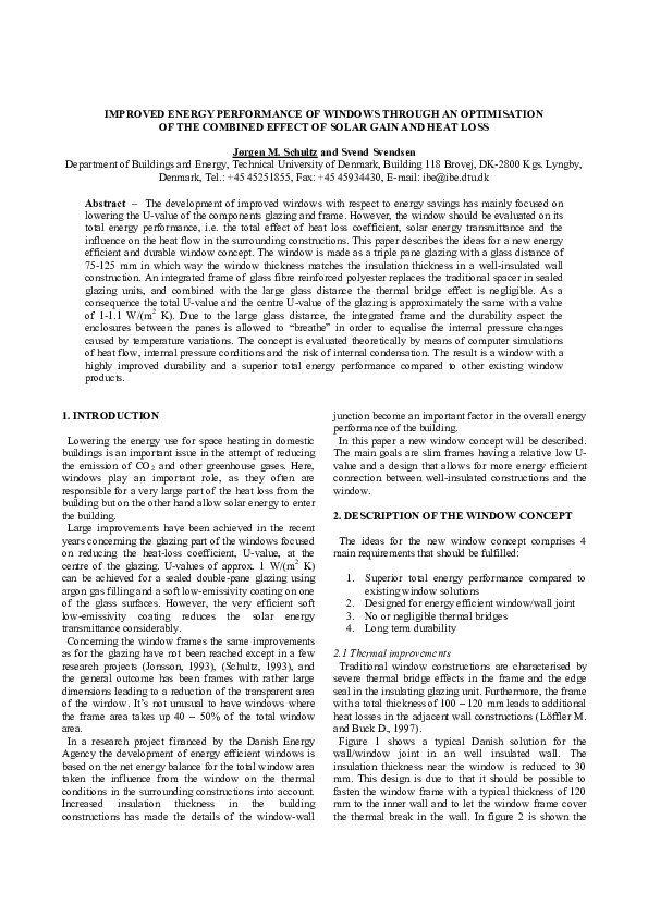 (PDF) Improved Energy Performance of Windows Through an Optimisation of ...
