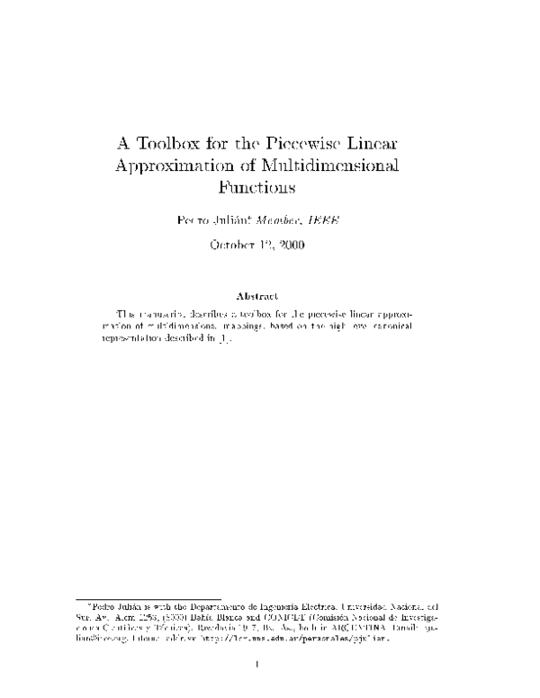 (PDF) Piecewise Linear Toolbox Manual