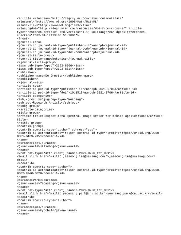 Compact meta-spectral image sensor for mobile applications