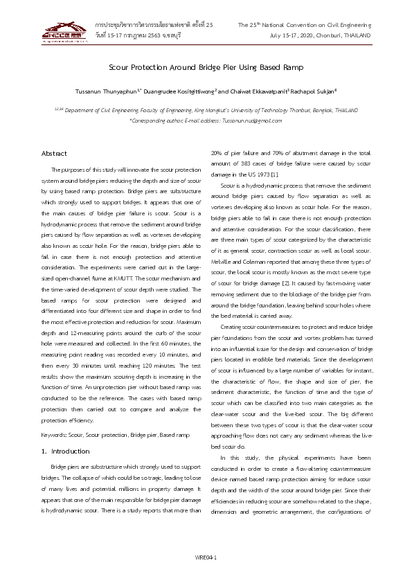 (PDF) Scour Protection Around Bridge Pier Using Based Ramp