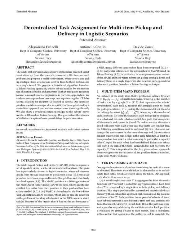 (PDF) Decentralized Task Assignment for Multi-item Pickup and Delivery ...