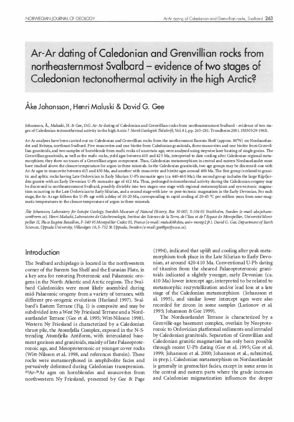 (PDF) Ar-Ar dating of Caledonian and Grenvillian rocks from ...
