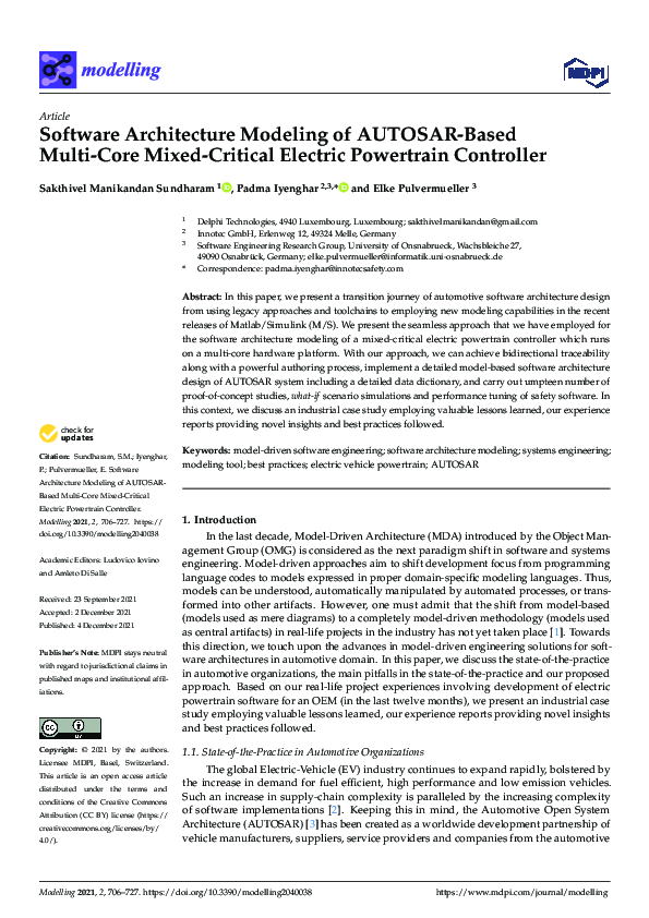 Pdf Software Architecture Modeling Of Autosar Based Multi Core Mixed Critical Electric